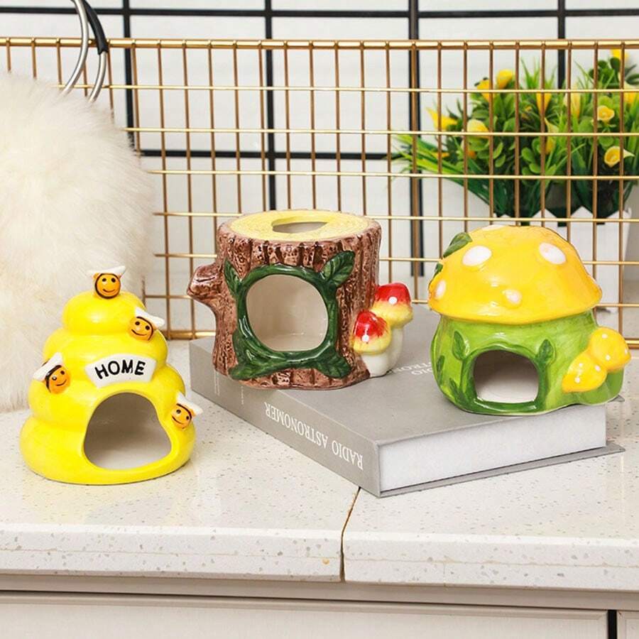 One Creative Ceramic Hamster House, Forest-Style Tree Stump & Mushroom ...