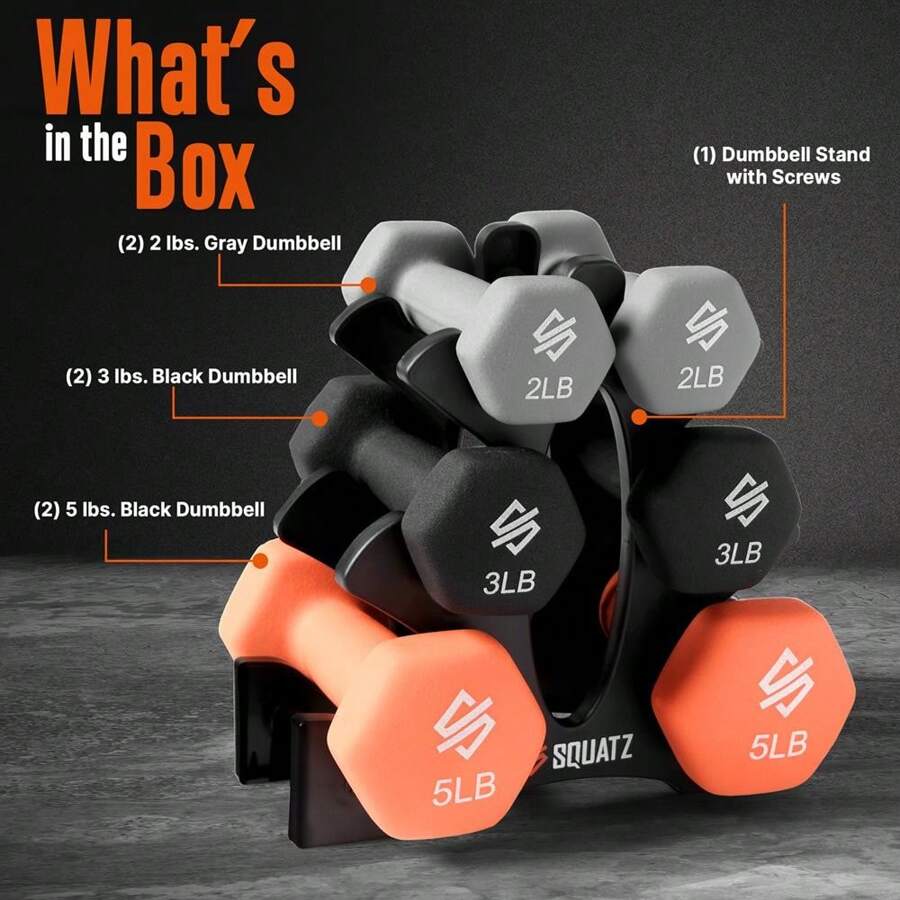 20 Lbs. Neoprene Coated Dumbbell Set With Stand, Colour Gray, Black And ...