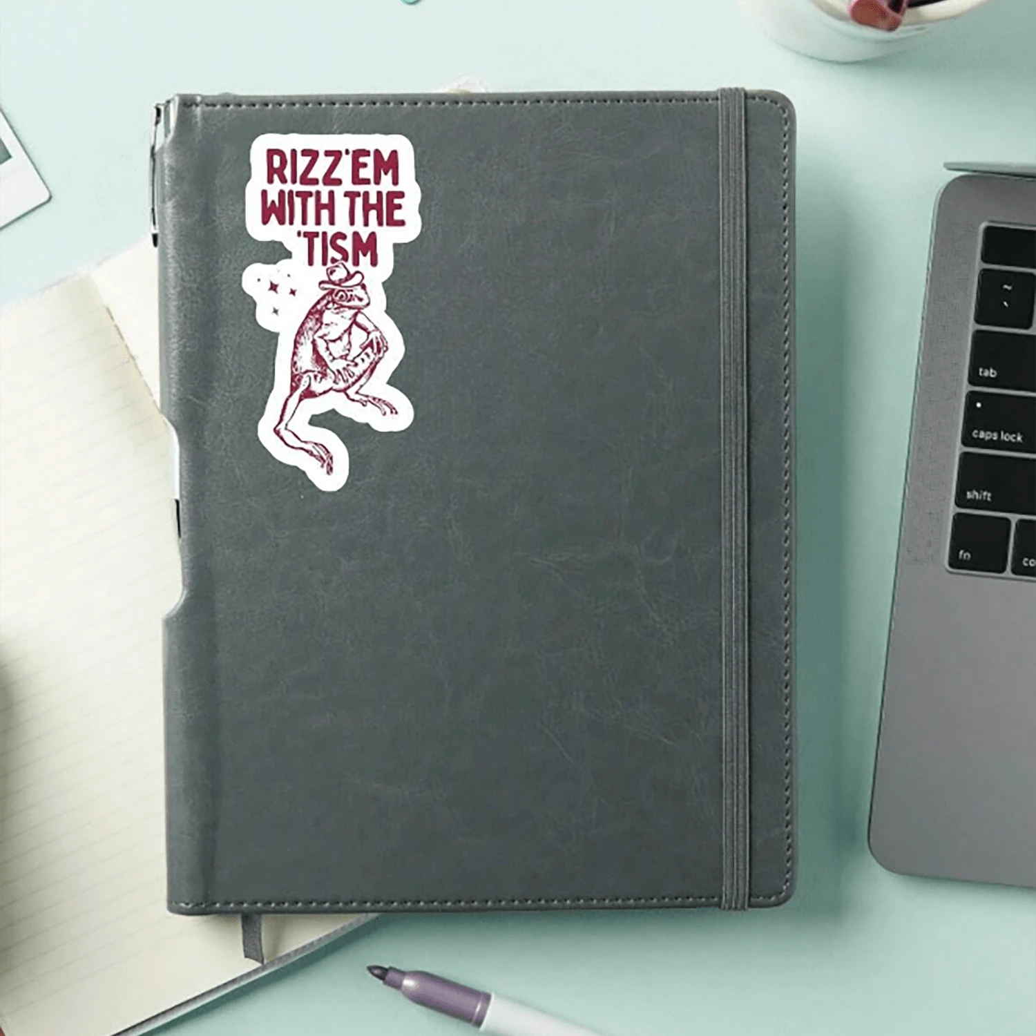 1PC Rizz Em With The Tism Frog Waterproof Vinyl Sticker Decal - Quirky ...