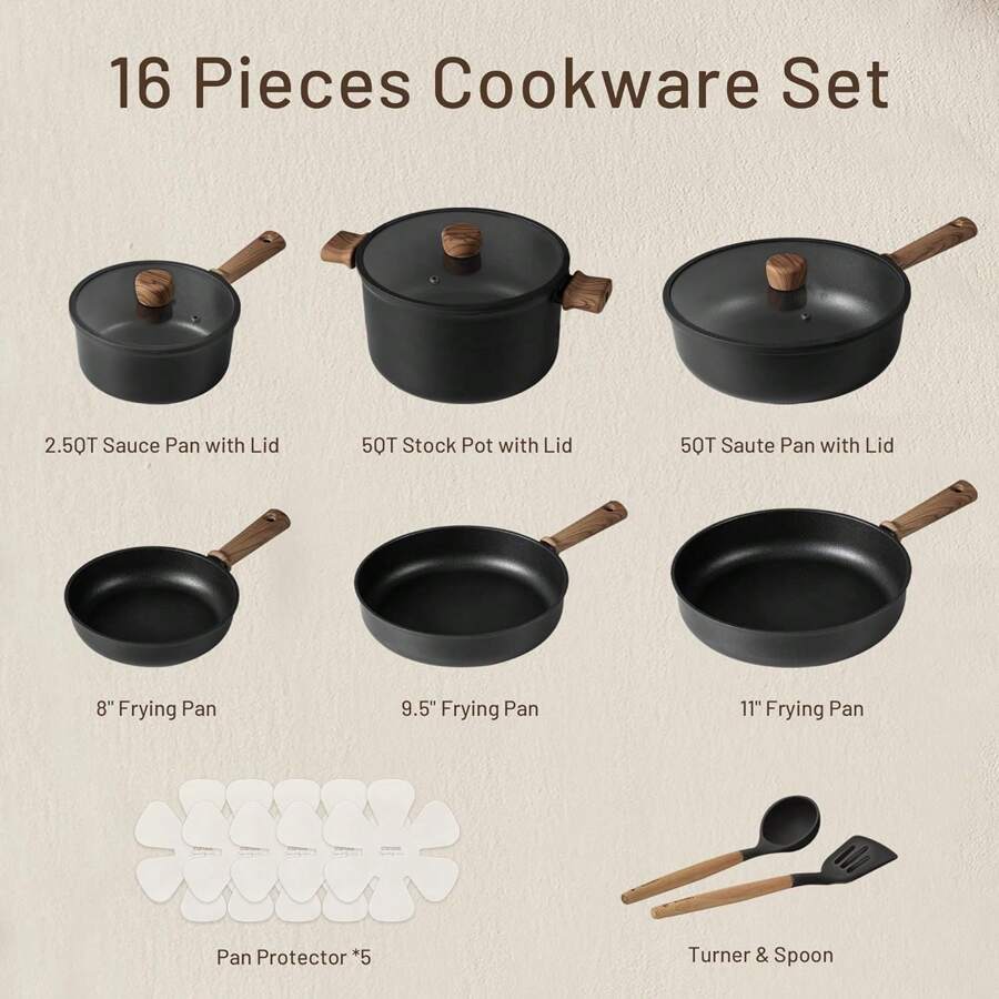 16pcs Pots And Pans Set Kitchen Cookware Sets, Induction Cookware Sets ...