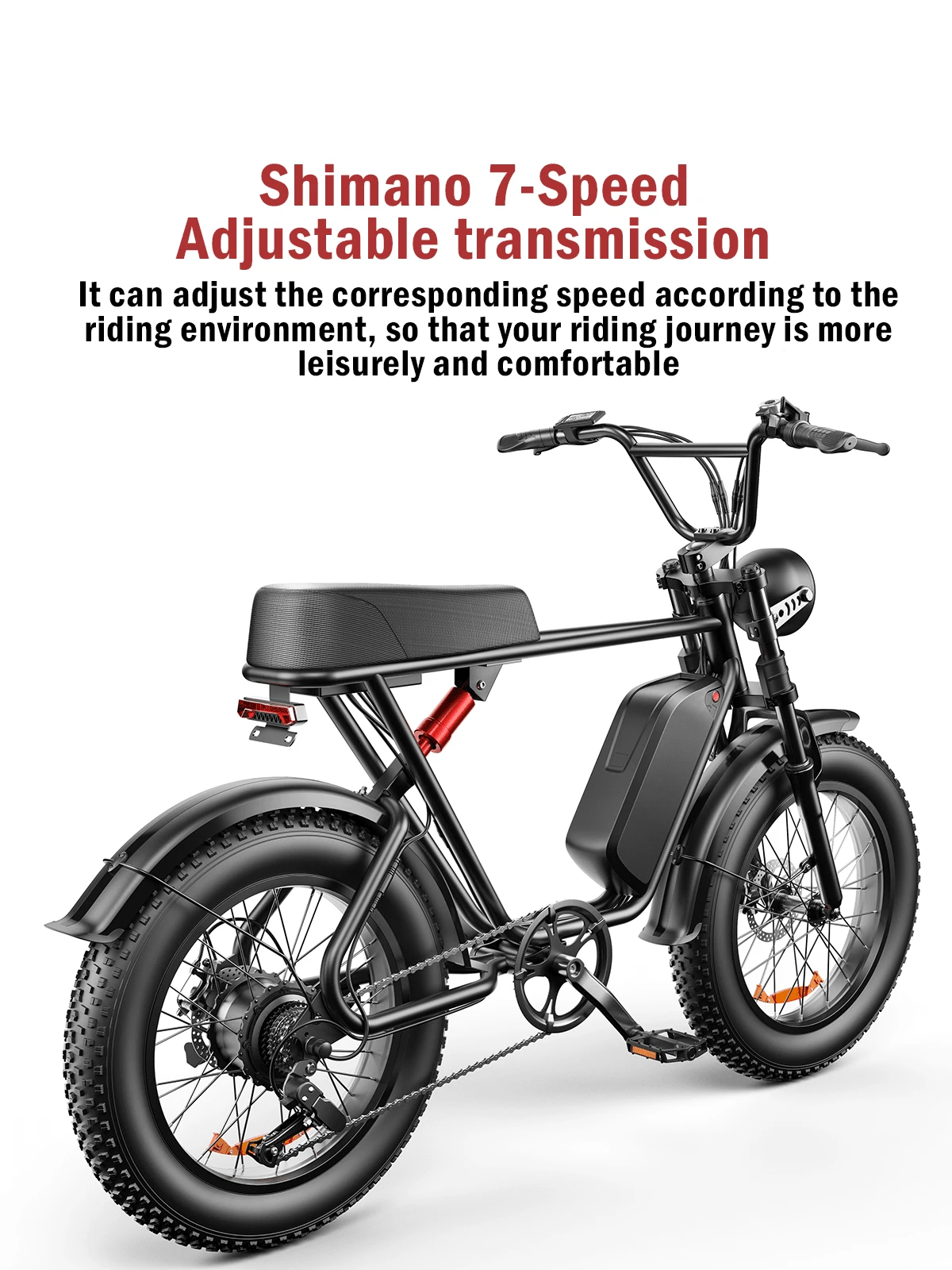 Electric Bike 1000W Motor 20 Inch Wide Tires 48V 20Ah Removable Battery Adult Mountain Electric ...