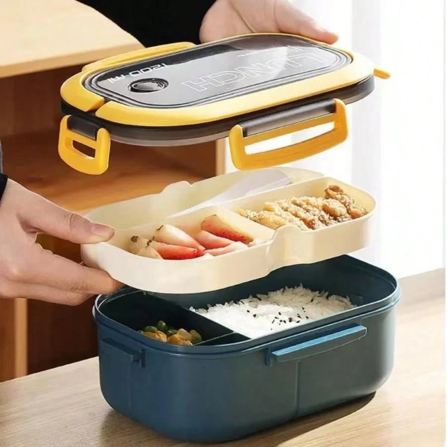 Single Double - Layer Lunch Box Portable Compartment Fruit Food Box ...
