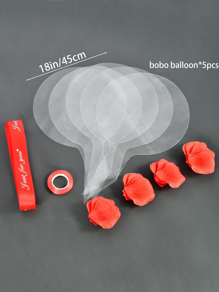 5 Sets Red Rose Petal Party Decoration Bubble Balloon Kit Including ...