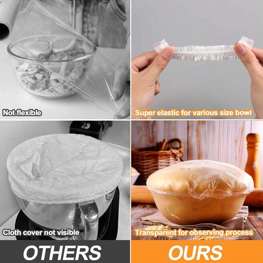 100PCS Bowl Covers For Bread Proofing, Reusable Elastic Sourdough Bread ...