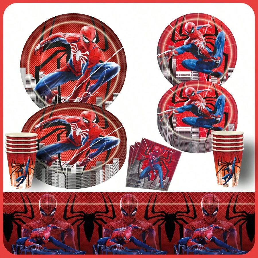 51-Piece Officially Licensed Spider-Man Themed Birthday Party Tableware ...