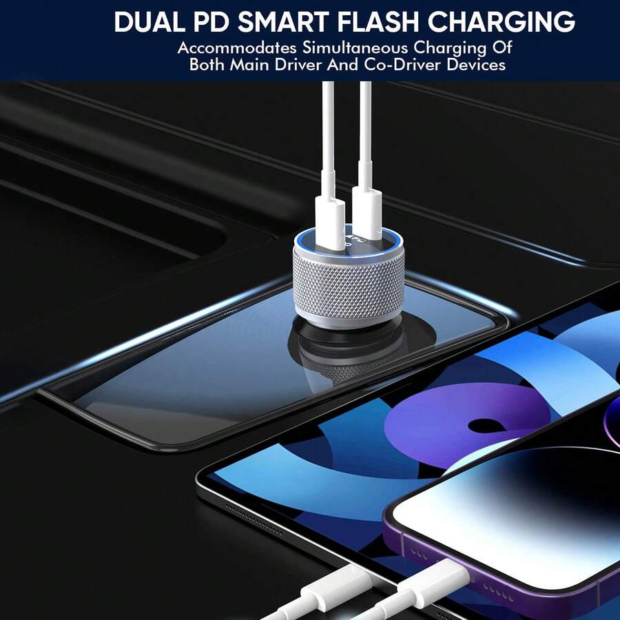 IPhone Car Charger,[2 Packs]Dual Port USB C Fast Charger Car Power ...