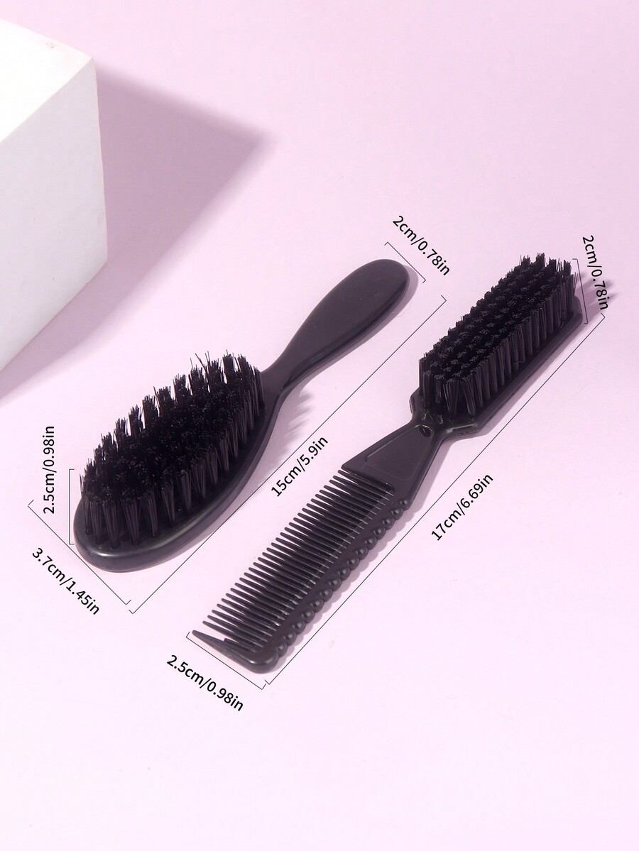 2pcs Hair Brush Set, Portable Nylon Bristle Hairbrush & Beard Brush ...