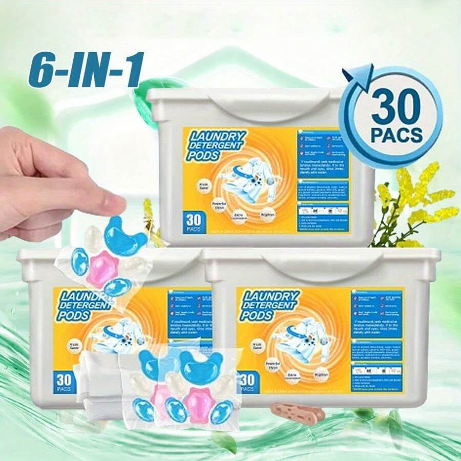 30 Stücke/Box Waschmittel, Bär 6-in-1 Waschmittel Seifen Kissen, frisches Waschmittel ...