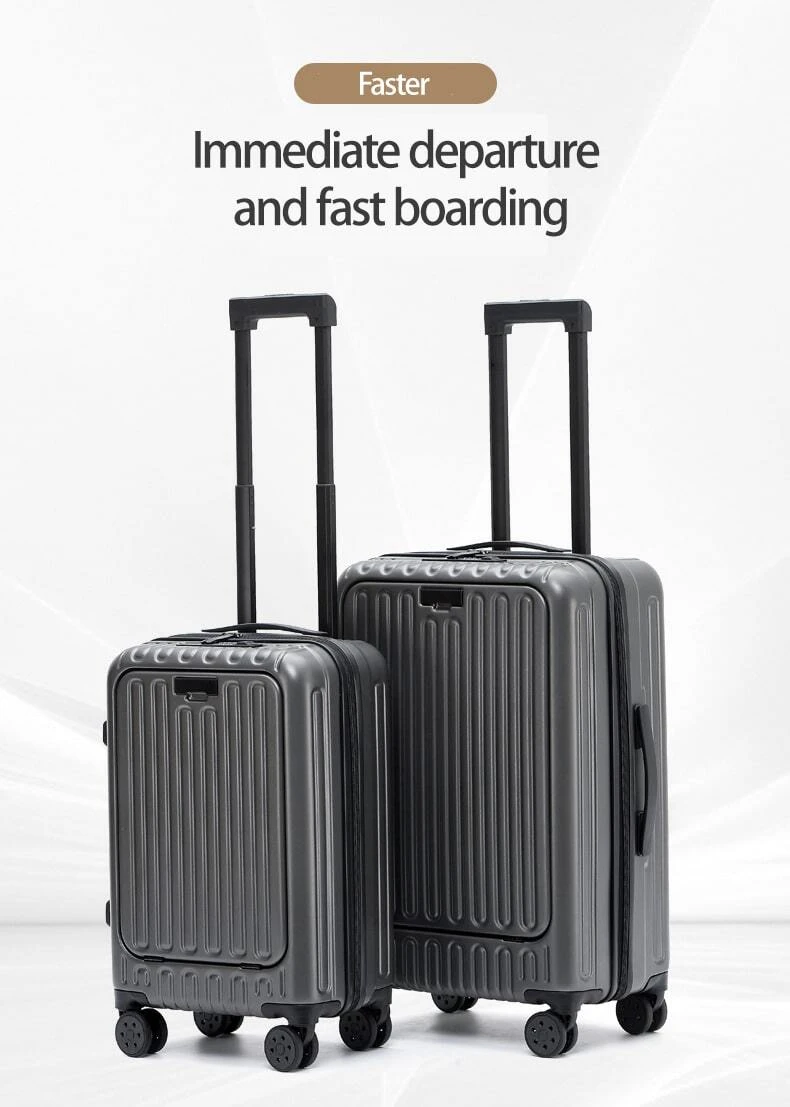 20-Inch Multifunction Front Open Luggage Suitcase, Zipper Design ...