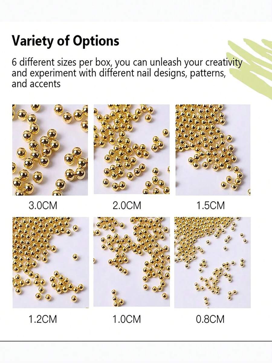 12-Grid Nail Beads With Nail Magnet Picking Tool, 3D Caviar Beads For ...