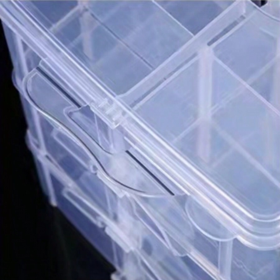 1 3-Layer 18-Cell Plastic Transparent Storage Box, Adjustable Stacked ...