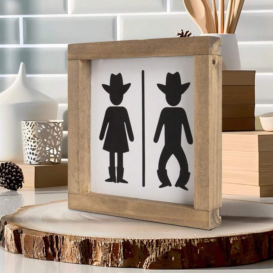 Western Bathroom Decor Southwestern Cowboy Wall Art Wooden Restroom ...