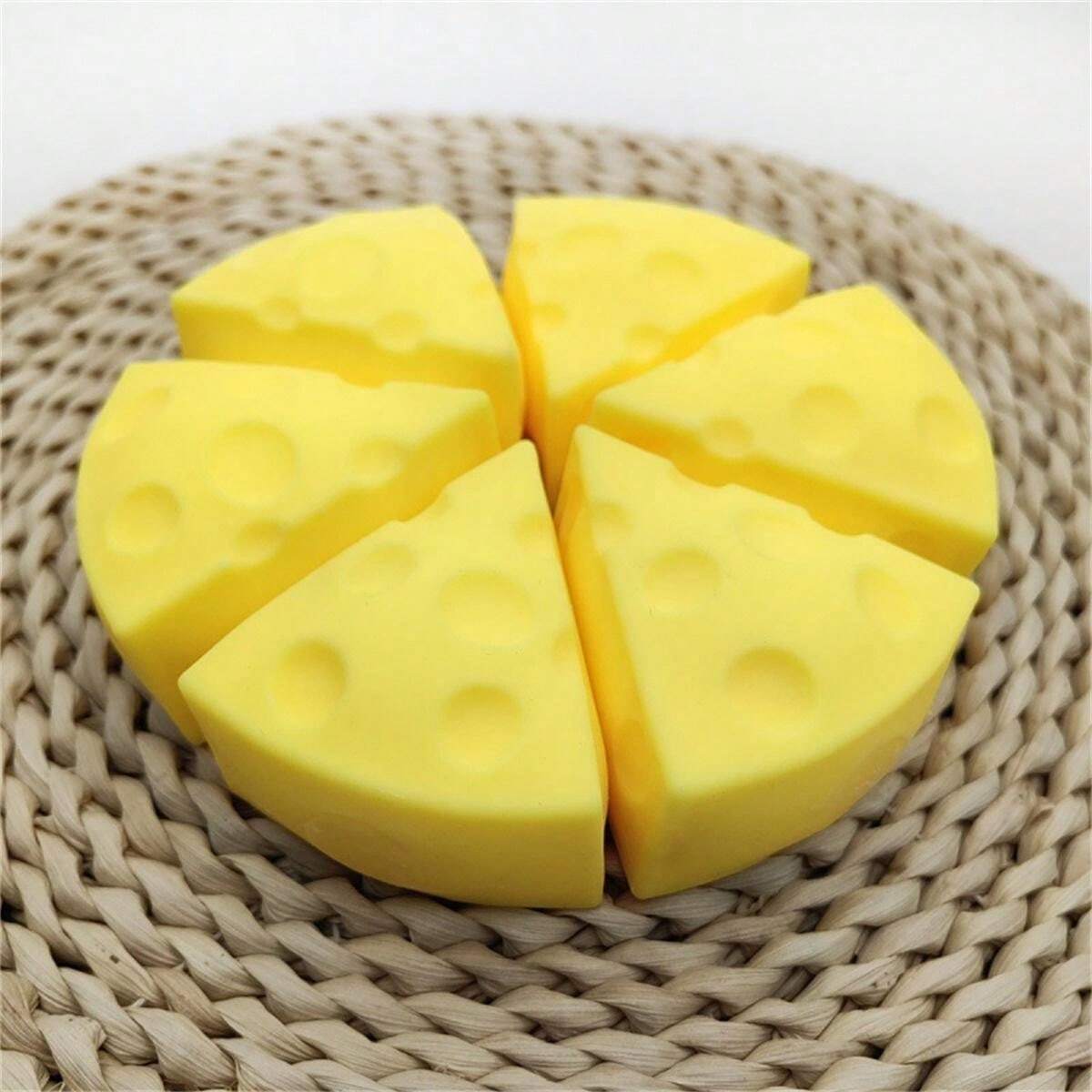 3pcs Cute Cheese Stress Ball, Decompression Game, Novelty Cheese Toys ...