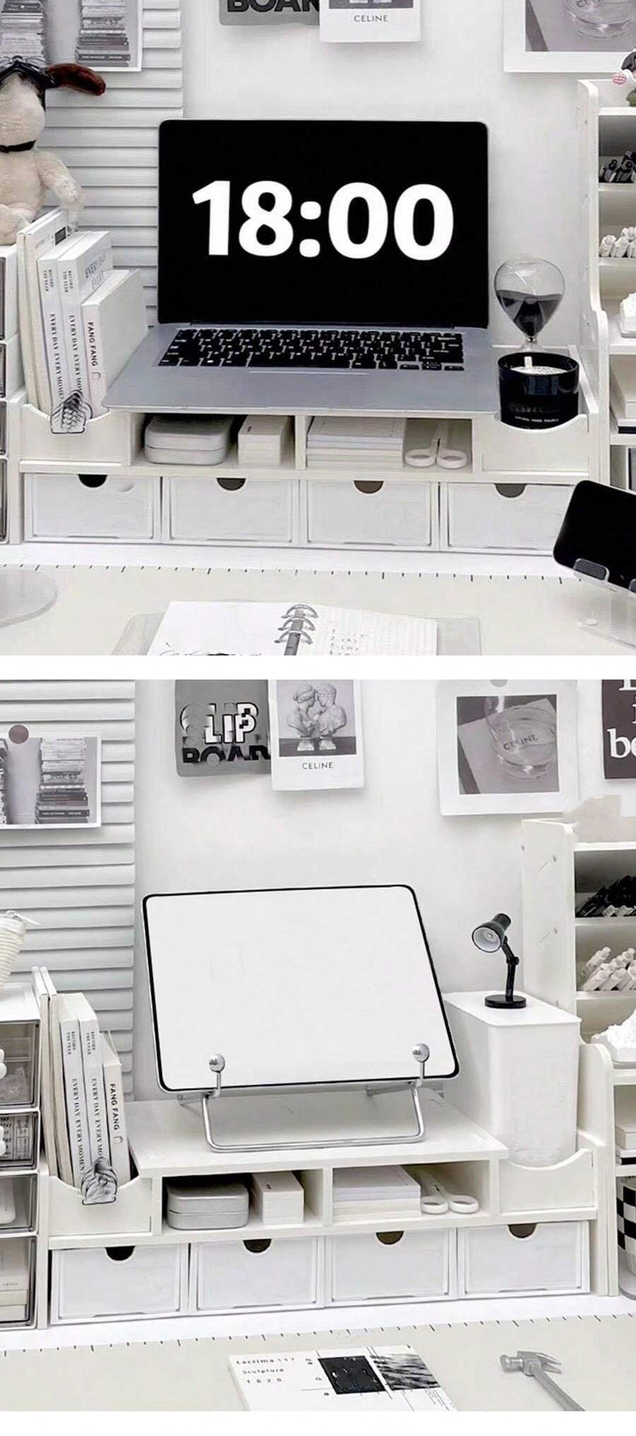 INS Desktop Computer Monitor Stand With Storage, Height-Adjustable ...