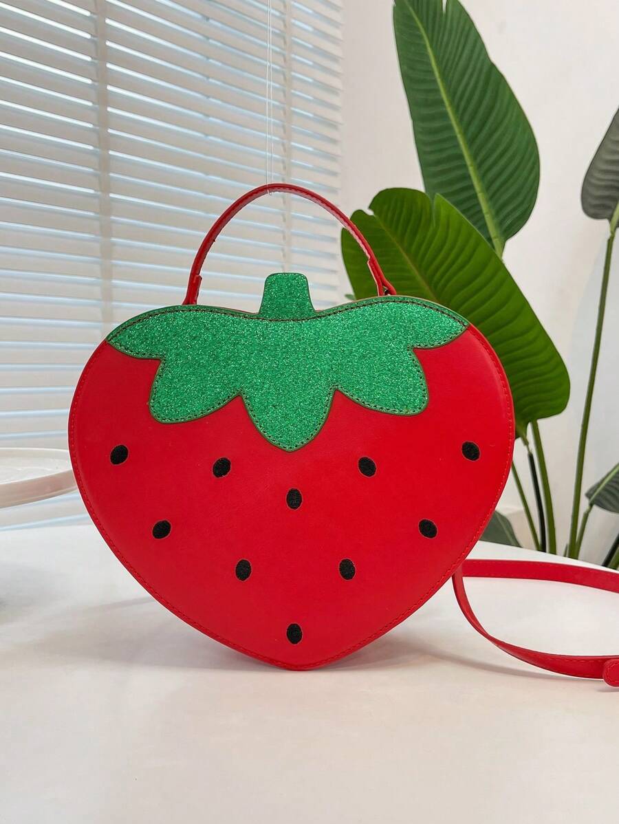 New Summer Cute Strawberry Handbag, Red PU Material Forest Style ...