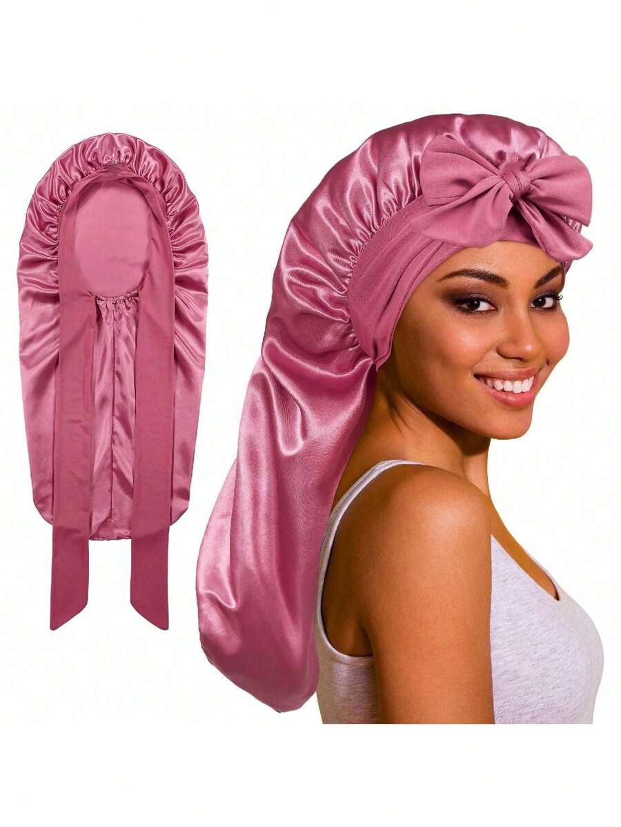 1pc Long Satin Bonnet Silk Bonnet Hair Bonnet For Sleeping, Long Braids ...
