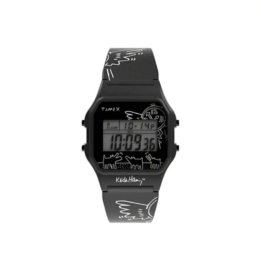 Timex X Keith Haring 34mm Resin Digital Dogs Watch Black Pop Art ...