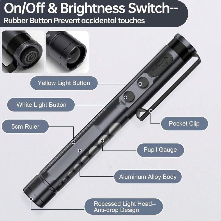 Pen Light For Household, Rechargeable LED PenLight, Warm/Cool White ...