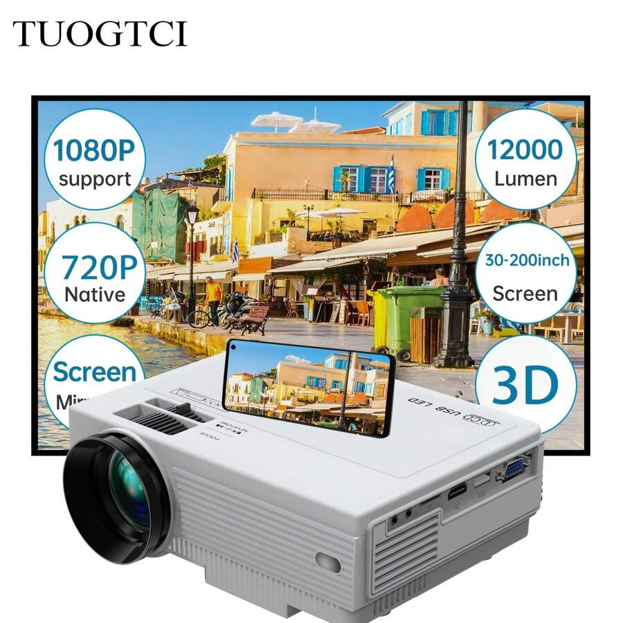 TUOGTCI TUOGTCI Projector, Portable Native 720P Mini Projector ...