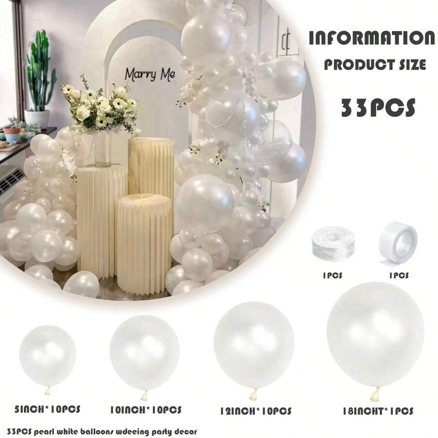 Pearl Balloons Pearl White Balloons Garland Arch Marry Me Kit White ...