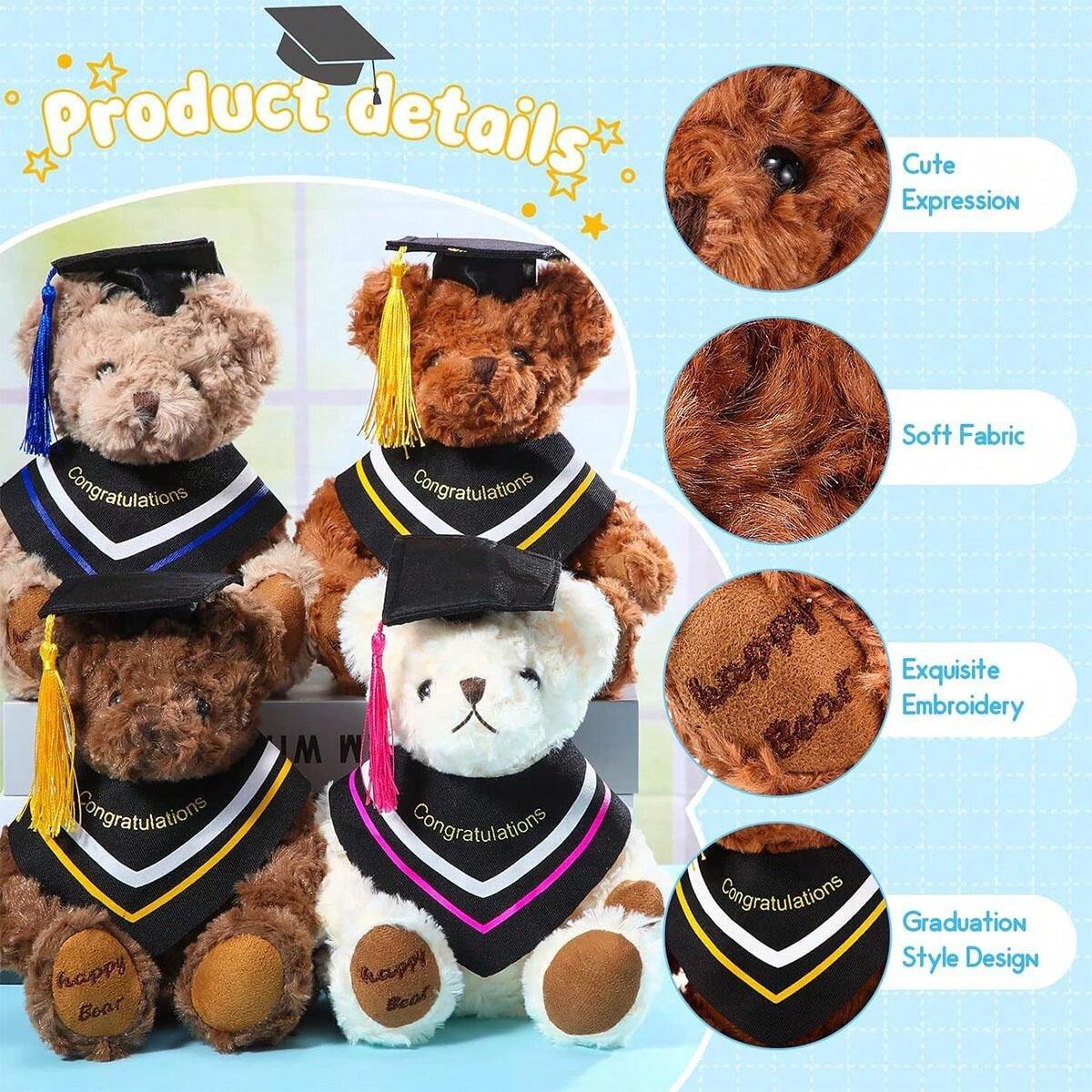 Graduation Bear 9-Inch Animal Stuffed Bear With Graduation Cap Class ...