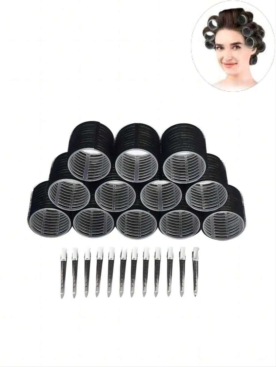 24 Piece Set Of Black Curly Hair Tubes, Self-Adhesive Hair Curls, Bangs ...