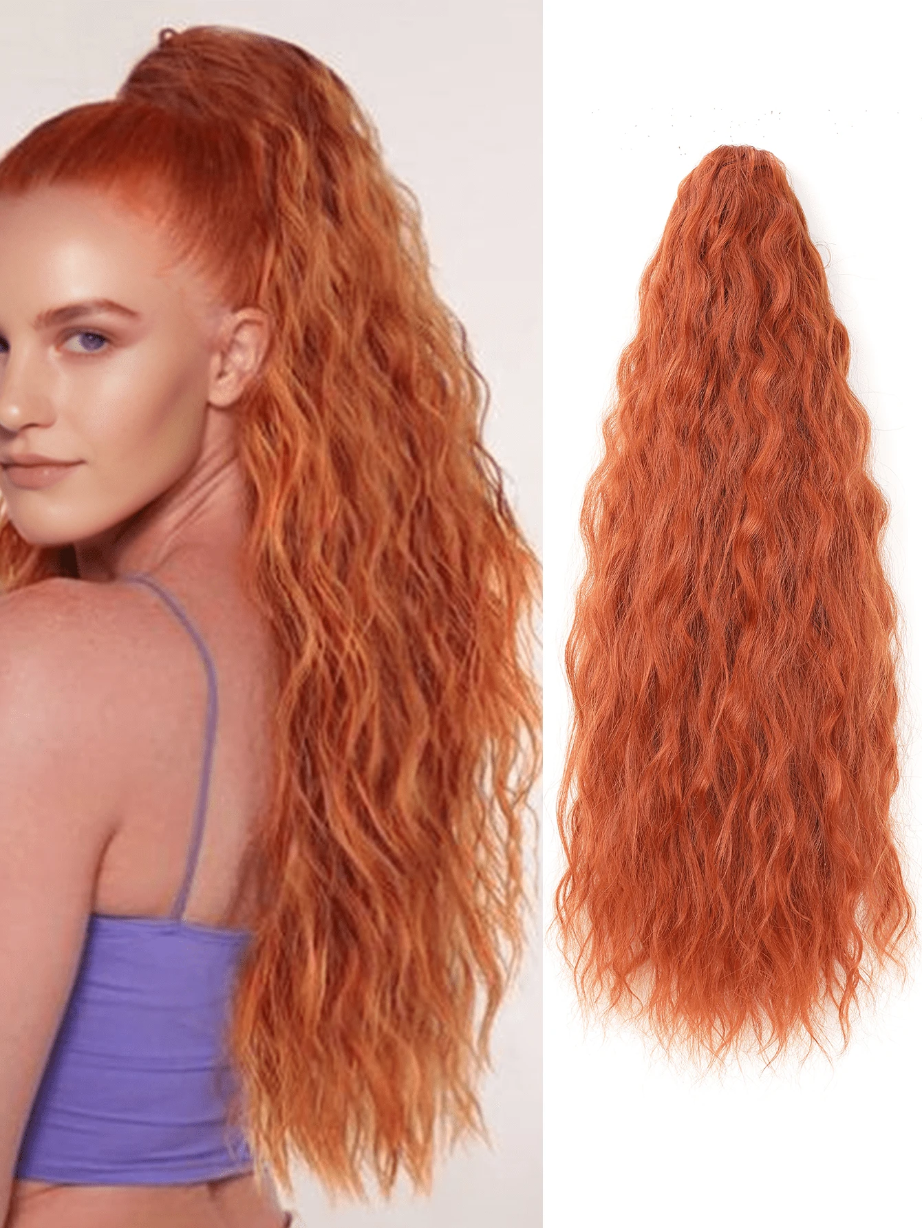 Long Curly Drawstring Ponytail Synthetic Ponytails For Women Ponytail ...