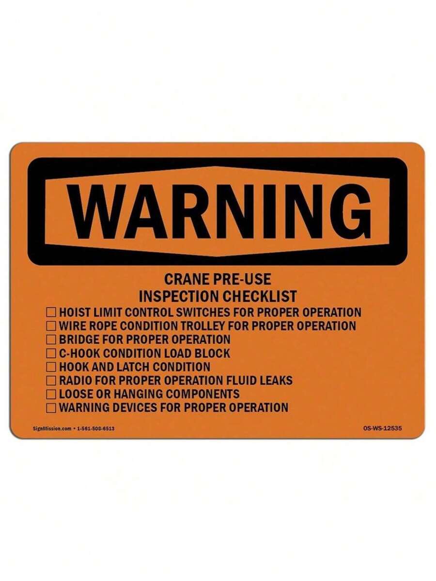 Unbeatablesale OSHA Warning Sign - Crane Pre-Use Inspection Checklist ...