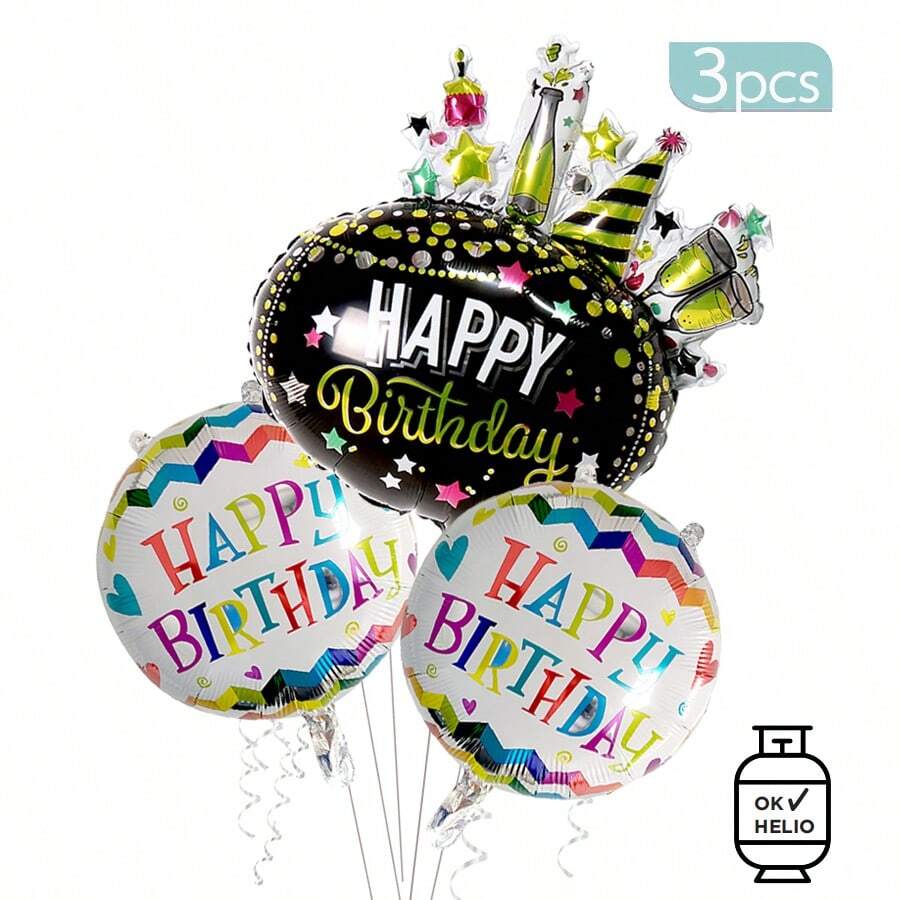 Happy Birthday Party Decoration Aluminum Foil Balloons Set, Helium ...
