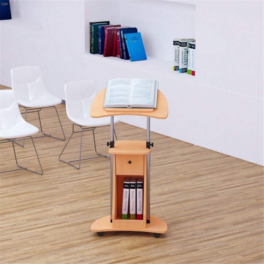 Foldable Mobile Standing Desk, Pneumatic Height Adjustable Sit Stand ...