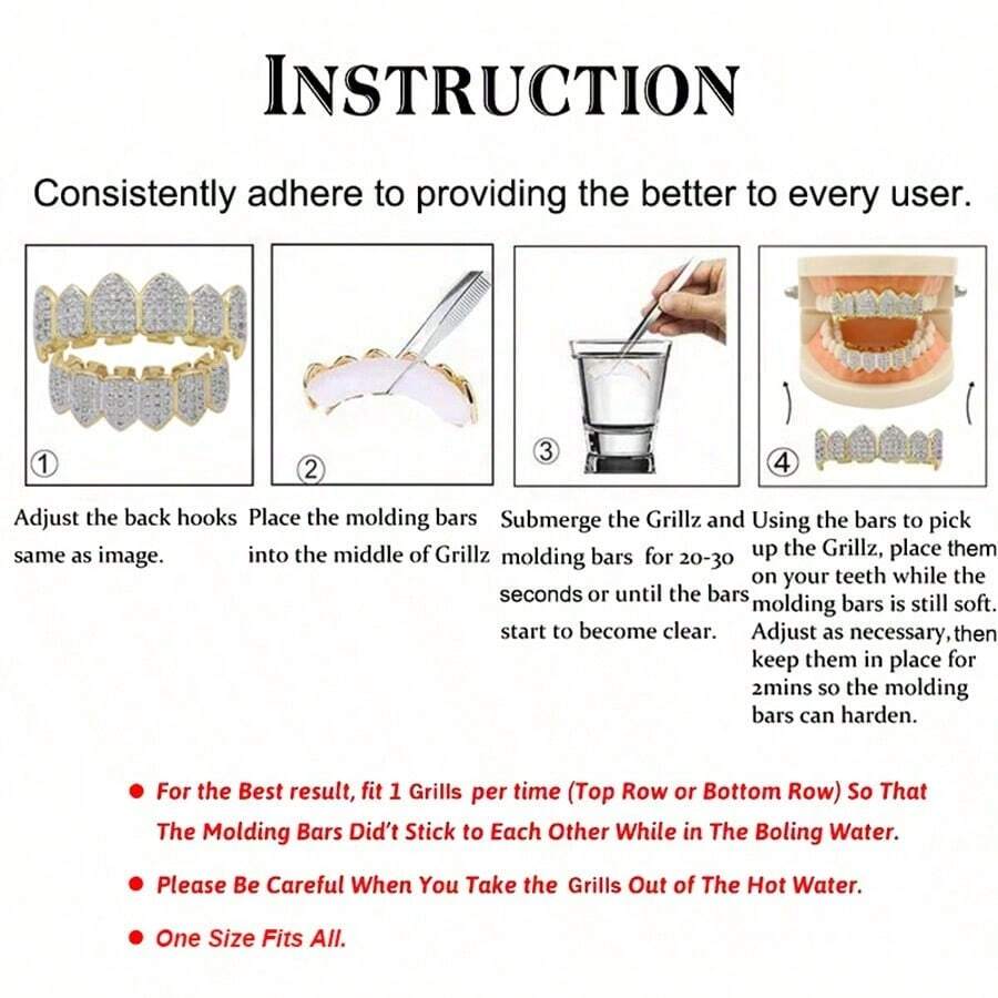 THATBOY 18K Blingbling Glittering Hip Hop Cubic Zirconia Teeth Grills ...