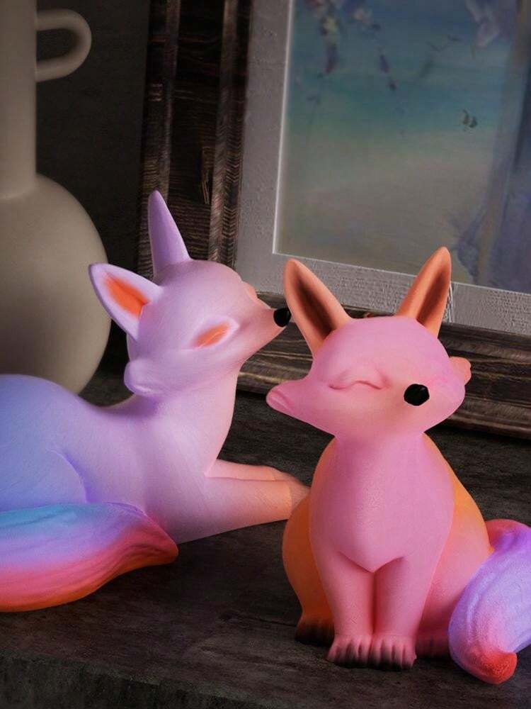 Relaxed Fox Hand-Painted Plaster Doll Birthday Gift, Animal With Pointy ...