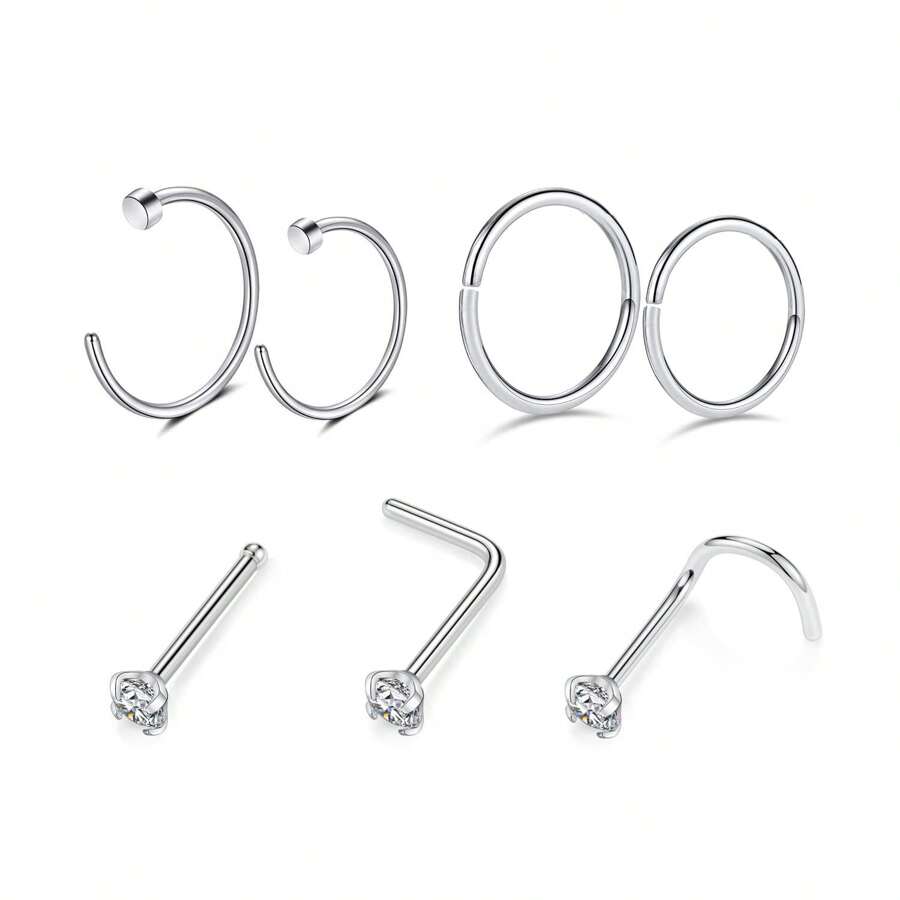 Nose Ring Hoop 20G 18G Nose Rings Studs Screw L-Shaped Nose Hoop Nose ...