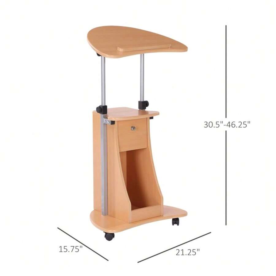 Foldable Mobile Standing Desk, Pneumatic Height Adjustable Sit Stand ...