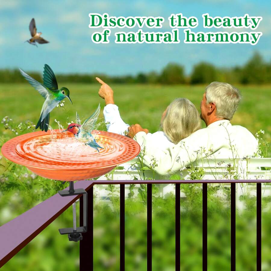 Deck Mounted Bird Bath Bowl 12 Inches Hand-Hammered Detachable Metal ...