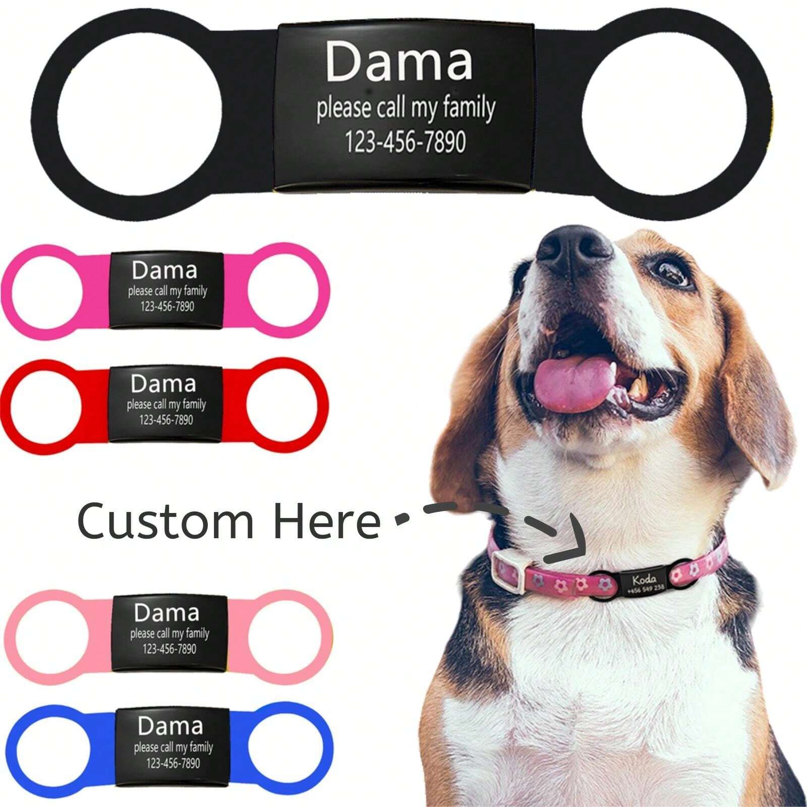 Tag ID personalizzato per animali domestici: targa con nome inciso ...