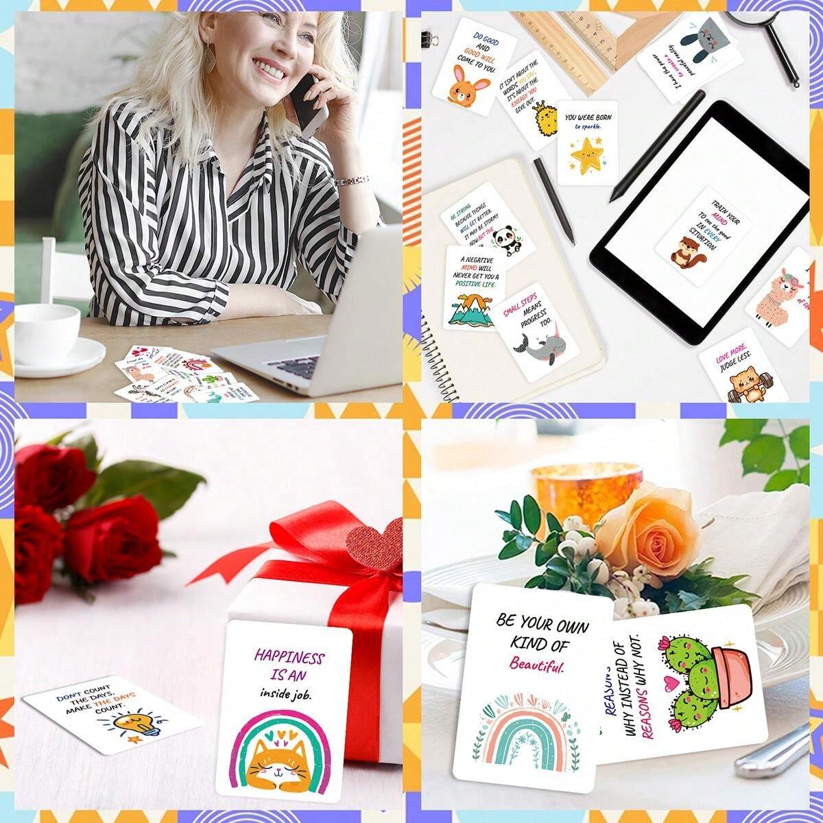 50PCS Motivational Text Cards, Positive Attitude Positive Energy ...