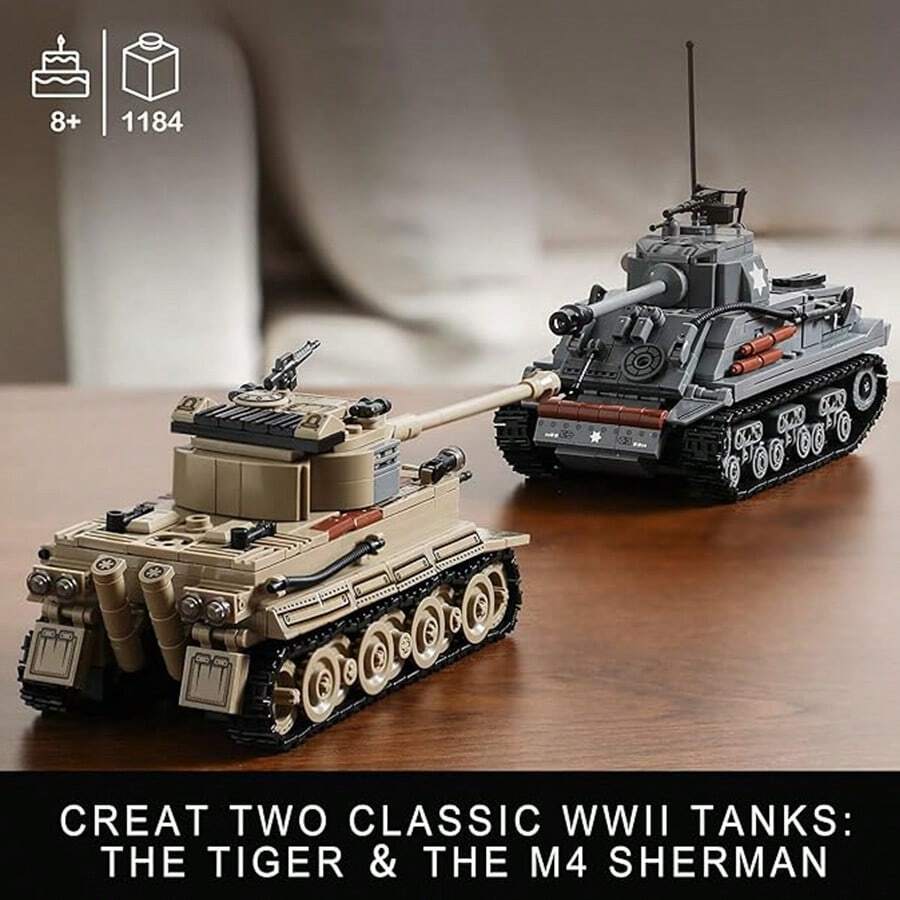WW2 Tank Toys Building Kit, Create A German Tiger & An American M4 ...
