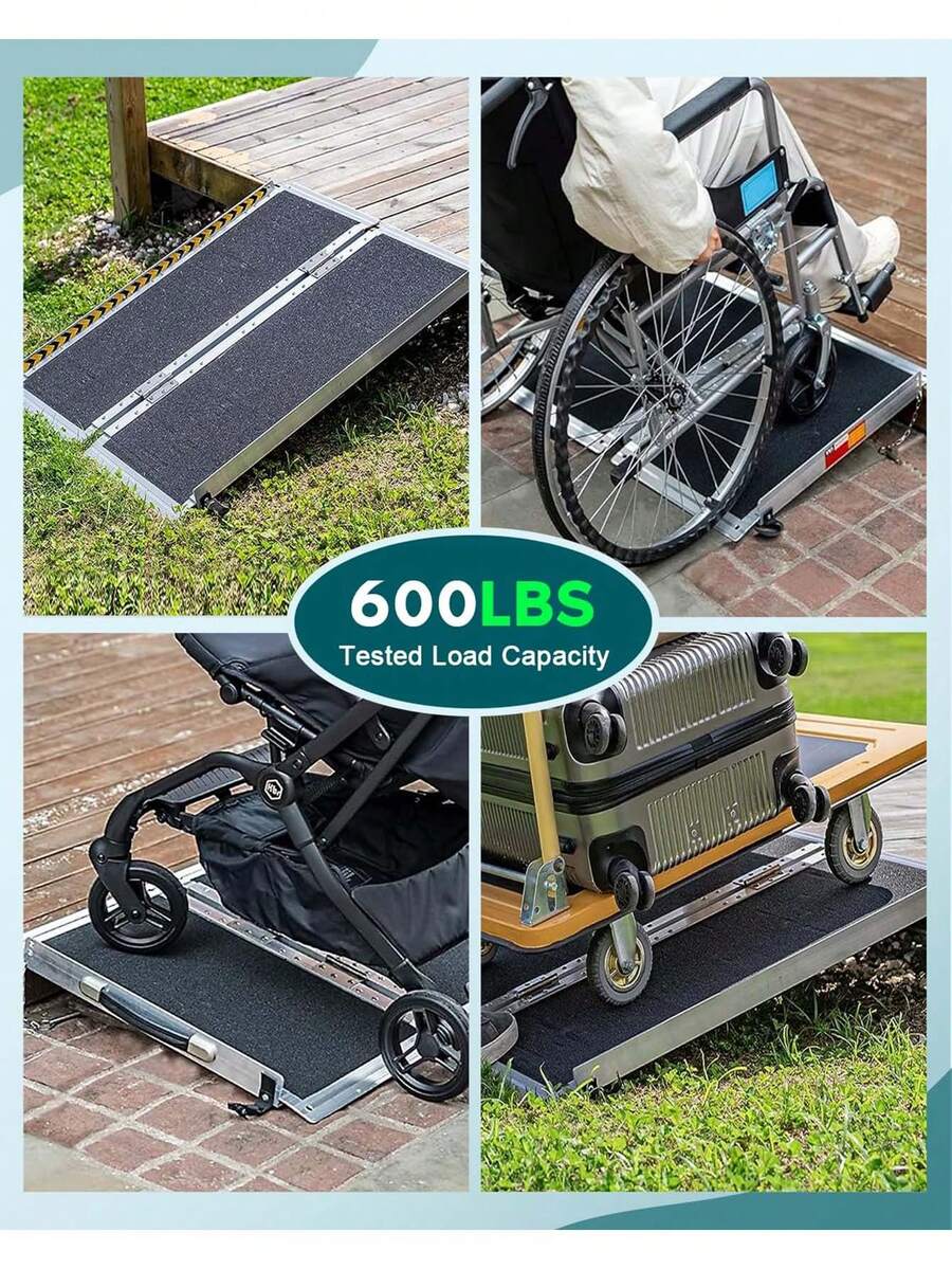 SCITOO Multifold Wheelchair Ramp 6ft Non Skid Threshold Ramp Aluminum ...