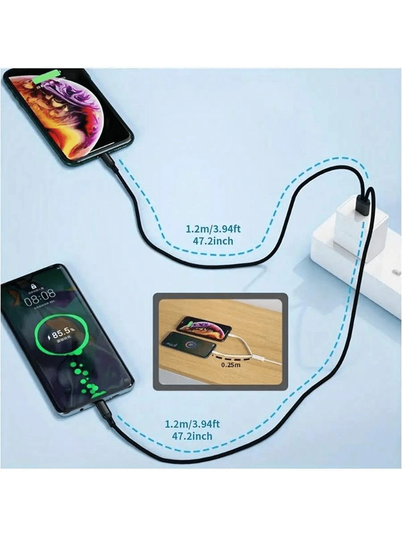 Ultra-Fast 6A Dual Charging Cable - USB To 2 Type-C, Multi-Function ...