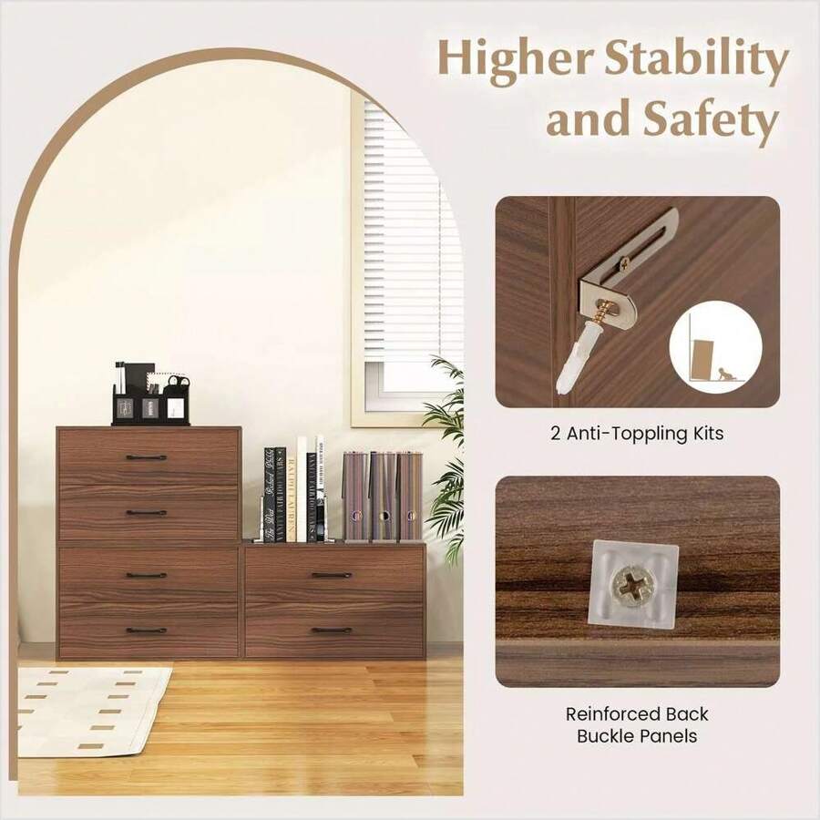 2-Drawer Stackable Storage Organizer W/ Anti-Topping Kits Stacking ...