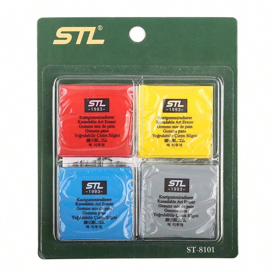 4 Color Plasticity Rubber Soft Art Eraser Wipe Highlight Kneaded Rubber ...