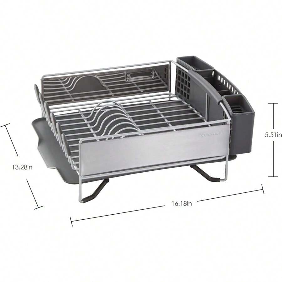 Compact Space Saving, Dish Rack With Removable Flatware Caddy And ...