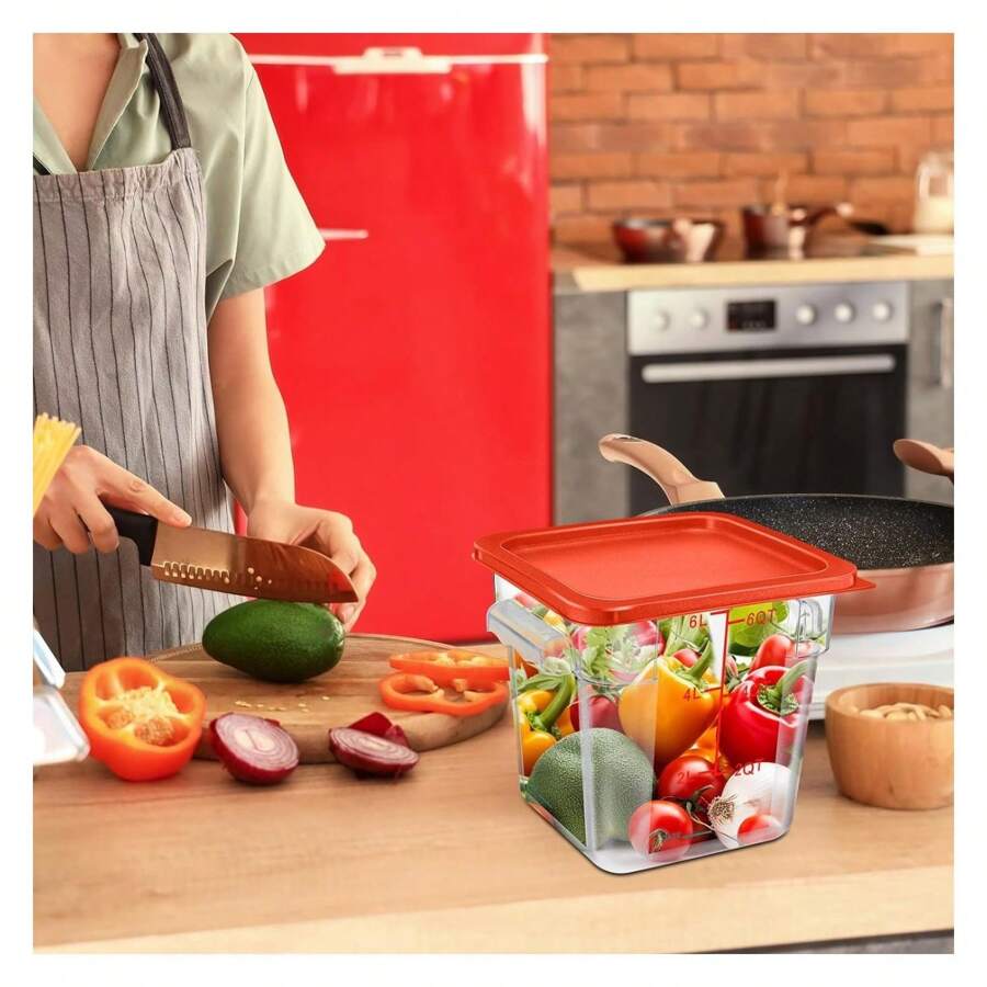 6 Pcs Square Food Storage Container With Lid Set 2Qt 4Qt 6Qt Clear ...