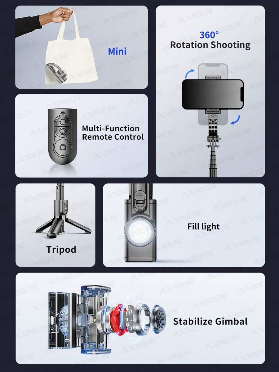 Gimbal Stabilizer With Extendable Selfie Stick Tripod, With Fill Light ...