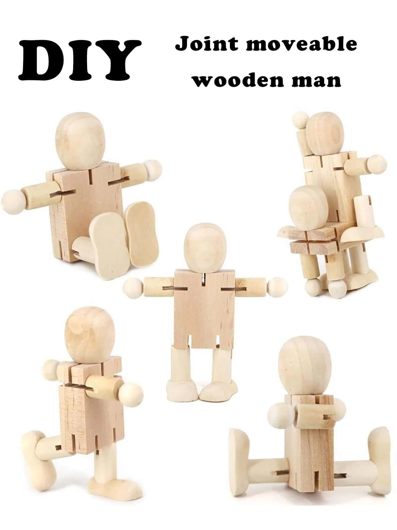 Custom Personalized Wooden Man With Jointed Limbs And Expressive Face ...