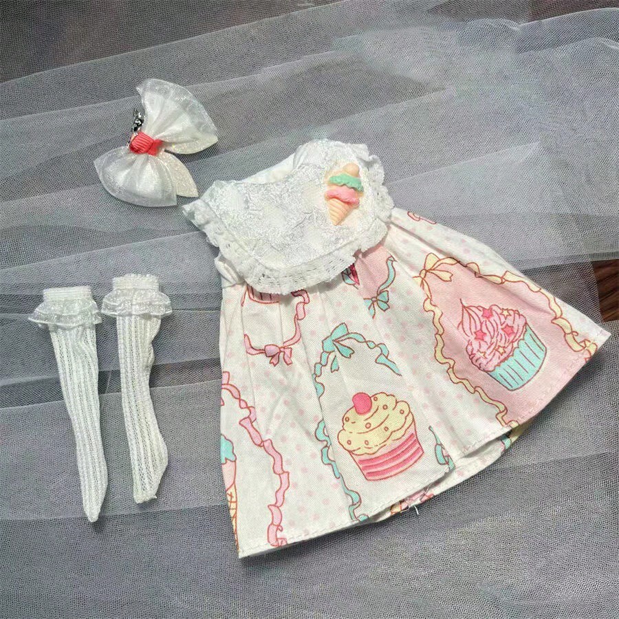 OB24 OB22 Doll Dress With White Socks Fit For 1/6 Blythes Doll DIY Doll ...