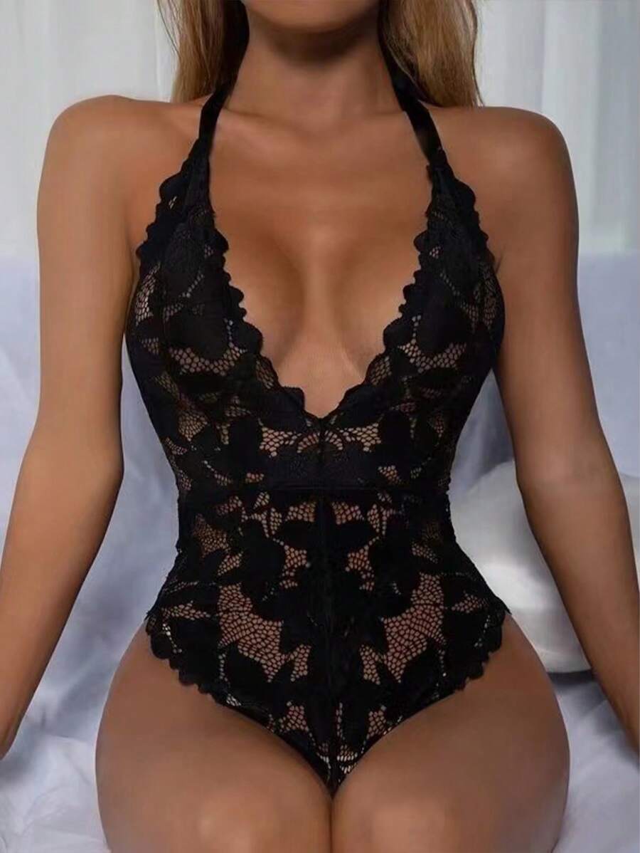 Women One Piece Lingerie Sexy Teddy Lingerie V Neck Sexy Bodysuit Lace Nightie | SHEIN USA