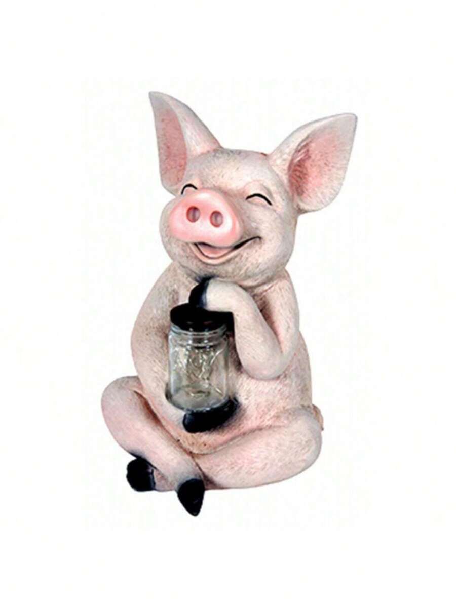 Unbeatablesale Solar Pig With Firefly Jar Statue | SHEIN USA