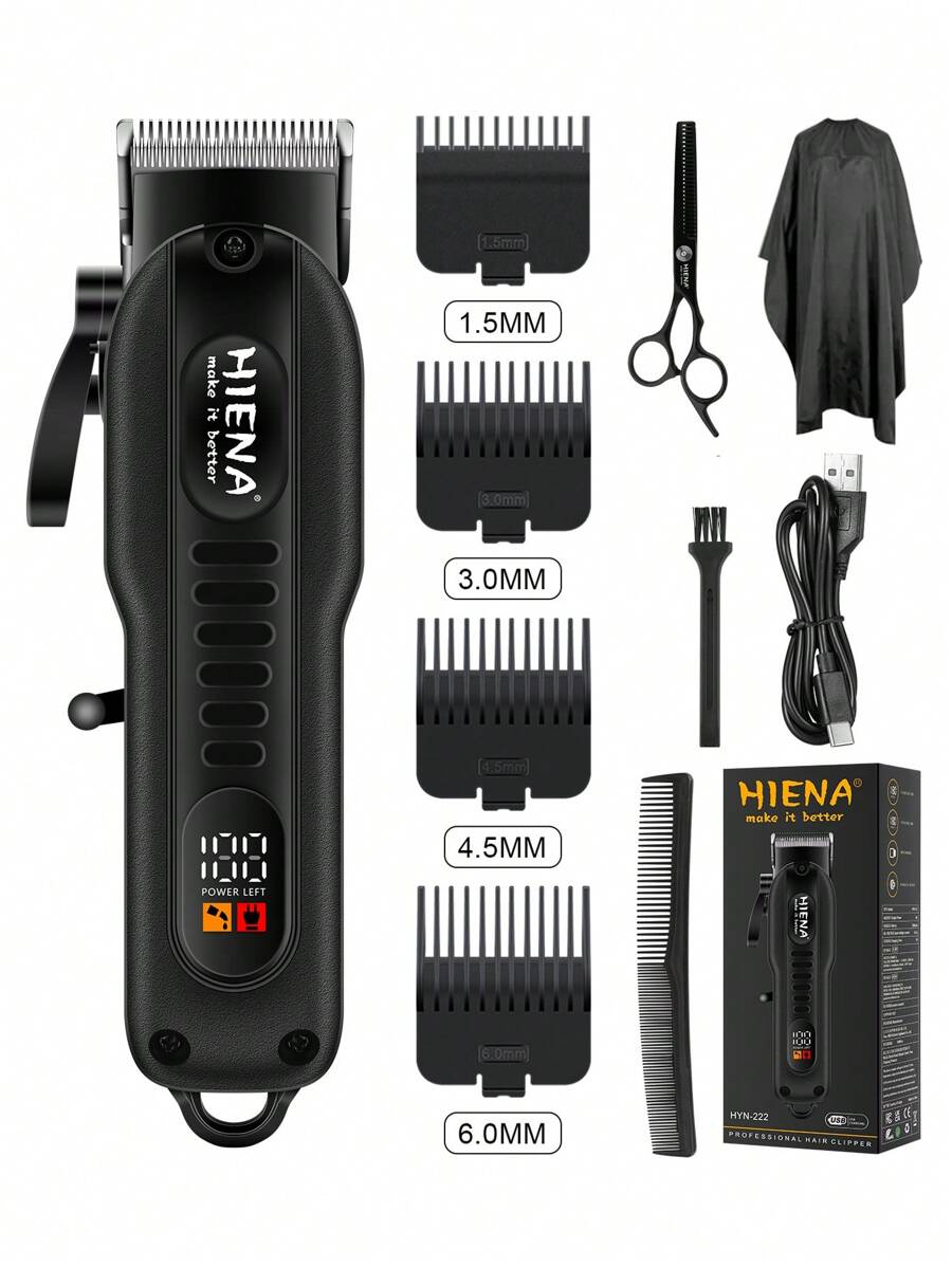 HIENA Electric Digital Hair Clipper Set, Cordless Exquisite Trimming ...